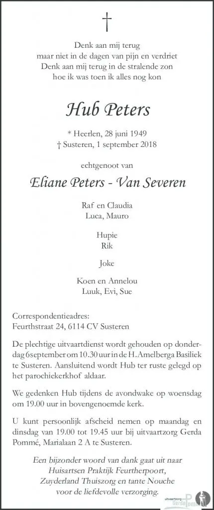 In Memoriam: Hub Peters - Echt-Susteren.Nu