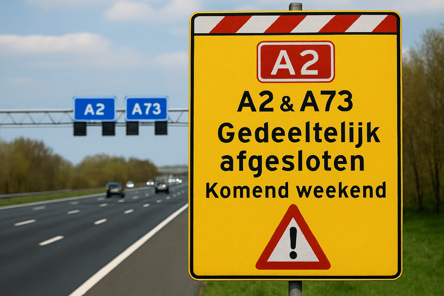 A2 en A73 deels afgesloten richting Maastricht - Echt-Susteren.Nu